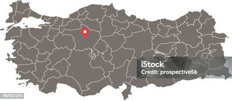 터키 지도 벡터 개요 지방 또는 국가 테두리와 자본 위치 앙카라 회색 배경 터키의 매우 상세한 정확한 지도 지도에 대한 스톡 벡터 아트 및 기타 이미지 Istock