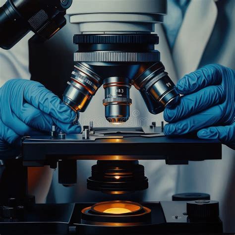 Laboratory Microscope Illuminated In A Scientific Research Environment Stock Image Image Of