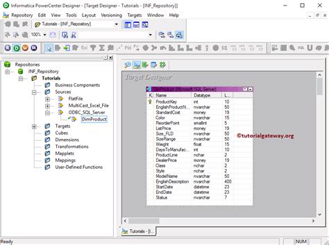 Create Informatica Target Table Using Source Definition
