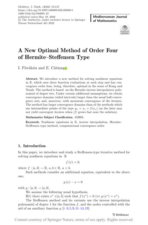 A New Optimal Method Of Order Four Of Hermitesteffensen Type Request Pdf