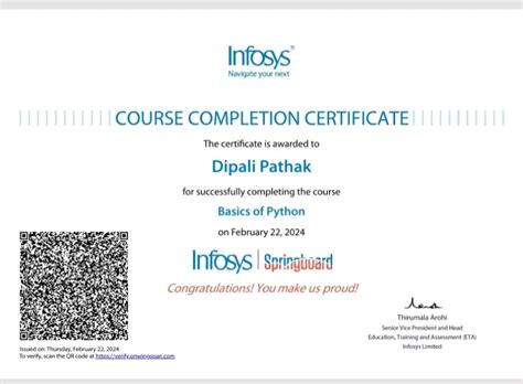 dipali pathak on linkedin i am happy to share that i have completed the python course infosys…