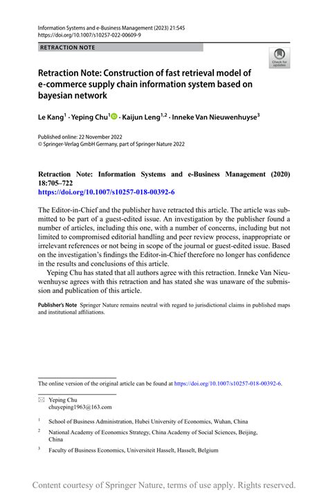 Retraction Note Construction Of Fast Retrieval Model Of E Commerce
