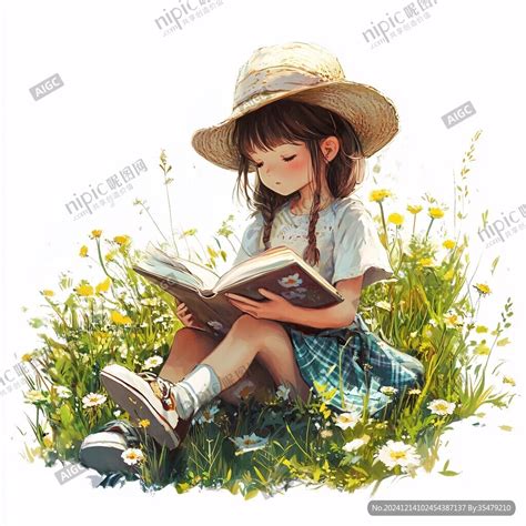 Ai创作图午后的小女孩插画 坐在草地上看书的女孩 认真看书的小姑娘 坐着看书的小女孩 文艺小女孩插画 怡然自得的小女孩插画 小女孩插画小场景 独自野餐的小姑娘插画 小女孩儿插 唯美小女孩插画