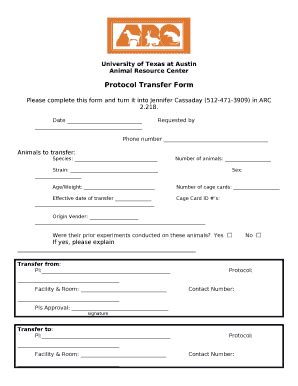 Protocol Transfer Research Utexas Doc Template PdfFiller