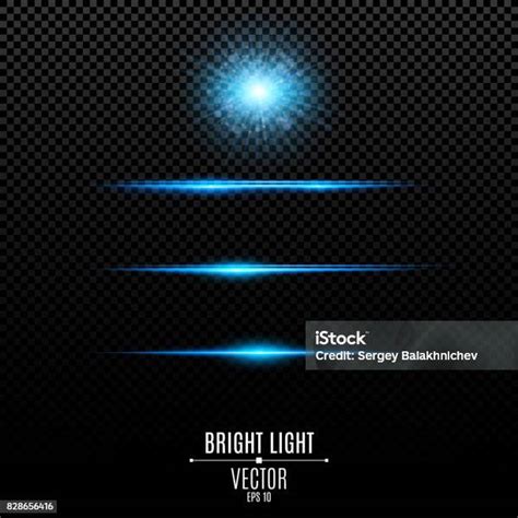설정 합니다 추상 섬광 그리고 투명 한 배경에 고립 된 섬광 밝고 빛나는 스타 블루 소프트 네온 라인 그리고 조명입니다 벡터 일러스트 레이 션 0명에 대한 스톡 벡터 아트