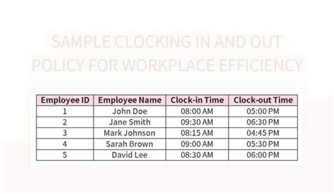 Crafting An Effective Clocking In And Out Policy To Enhance Workplace Productivity Excel