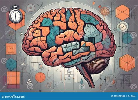 Abstract Illustration Of Modern Technological Human Brain And Time Concept Stock Illustration