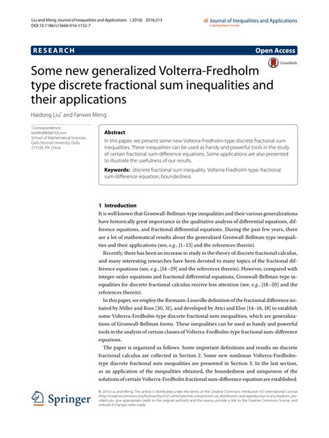 Pdf Some New Generalized Volterra Fredholm Type Discrete Fractional Sum Inequalities And Their