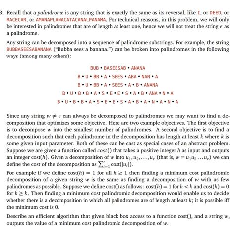 3 Recall That A Palindrome Is Any String That Is