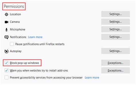disable web browser pop up blockers