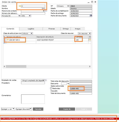 Sql Arithmetic Overflow Error Converting Numeric T Sap Community