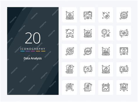 Free Vector 20 Data Analysis Outline Icon For Presentation Vector Line Icons Illustration