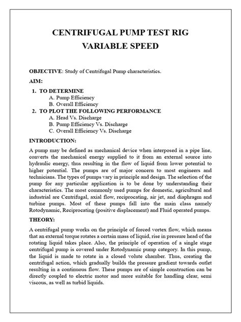 Centrifugal Pump Test Rig Submitfinal 1 Pdf Pdf Pump Dynamics