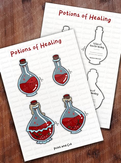 Dnd Potion Of Healing Dungeons And Dragons Ttrpg Dnd Handout Dnd