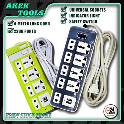 Heavy Duty Extension Cord With Multiple Universal Socket And 2 Usb Port Outlets Charger 5v 1a 2