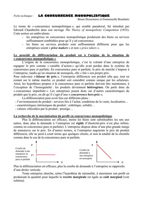 La Concurrence Monopolistique