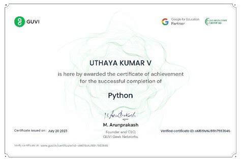 Uthaya Kumar V On Linkedin Pythoncourse Guviiitm Drmcet Learningjourney Techenthusiast Guvi