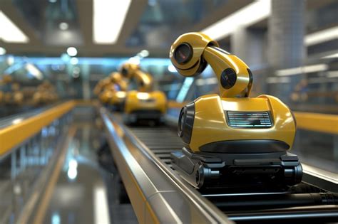 Premium Photo D Rendering Robotic Machines With Conveyor Line
