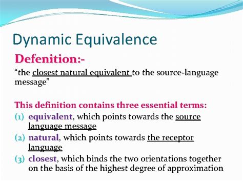 Formal And Dynamic Equivalence And The Principle Of