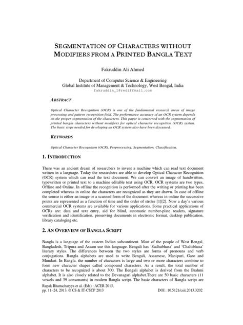 Pdf Segmentation Of Characters Without Modifiers From A Printed Bangla Text Dokumen Tips