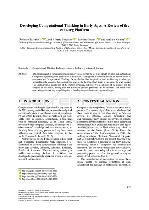 Pdf Developing Computational Thinking In Early Ages A Review Of The