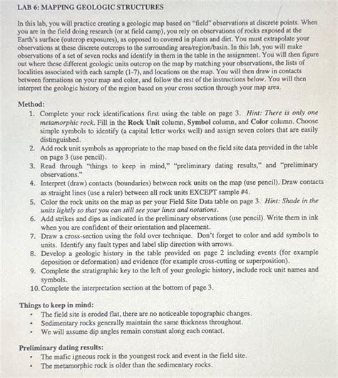 LAB MAPPING GEOLOGIC STRUCTURES In This Lab You Chegg