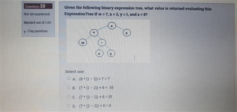 Solved Question 10 Given The Following Binary Expression