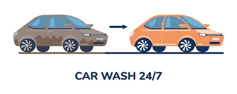 자동차 하루 종일 자동 세척 서비스 배너 플랫 벡터 일러스트 레이 션 절연 교통수단에 대한 스톡 벡터 아트 및 기타 이미지 교통수단 닦기 디자인 Istock