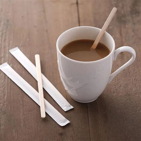 Eco Friendly Wooden Coffee Stirrers Biodegradable Custom Box