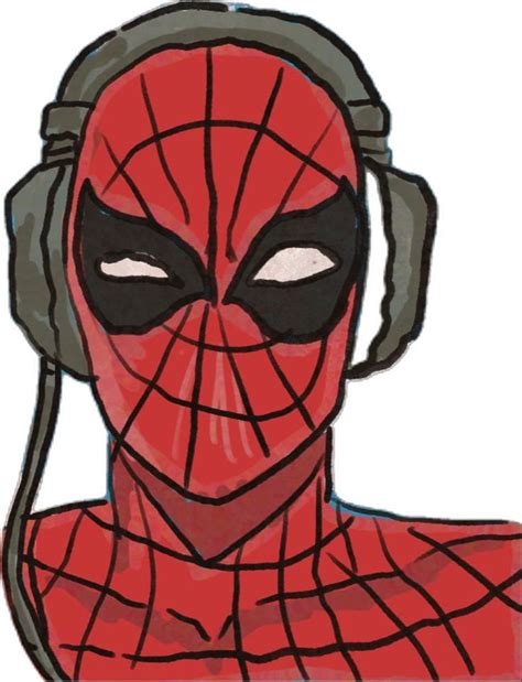 Spider Man Listening To Music Spiderman Wearing Headphones Drawing