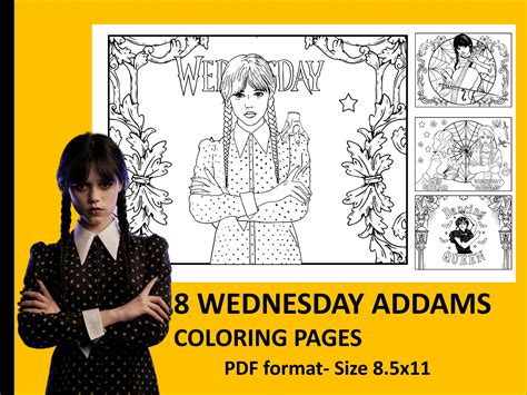 8 Wednesday Coloring Pages PDF Format Etsy UK