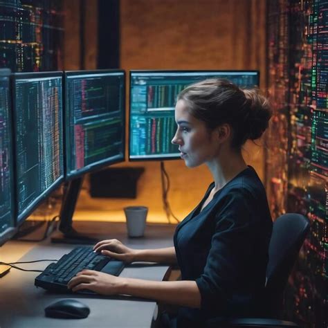 Premium Ai Image Programming Background With Person Working With