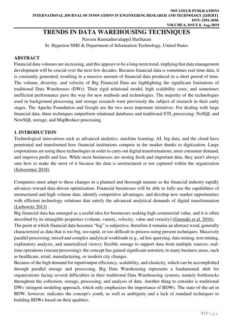 Pdf Trends In Data Warehousing Techniques