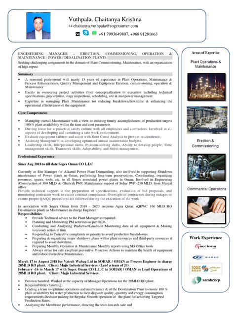 cv of mr chaitanya krishna sr maint mngr pdf technology