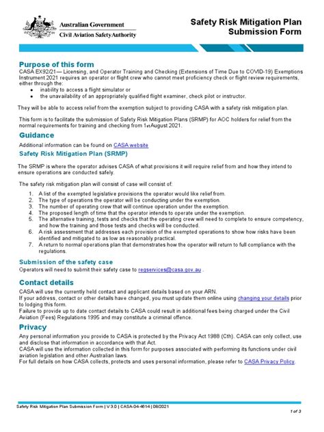 Safety Risk Mitigation Plan Form Pdf Safety Risk