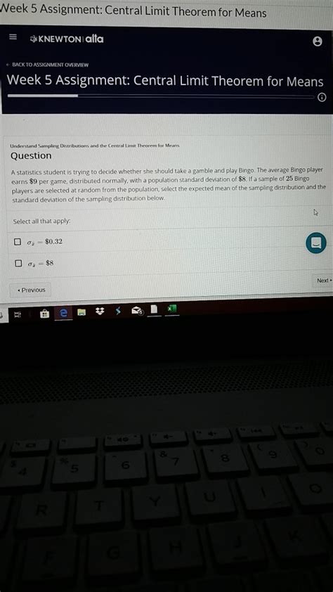 Solved Week 5 Assignment Central Limit Theorem For Means