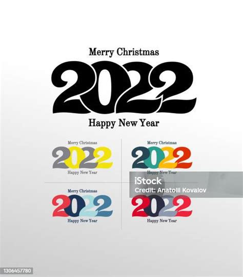 2022 년 새해 복 많이 받으는 날 로고의 창조적 인 트렌드 개념 축하 및 시즌 장식을위한 타이포그래피 로고 2022 디자인 템플릿 브랜딩 카드 배너 커버를 위한 미니멀한