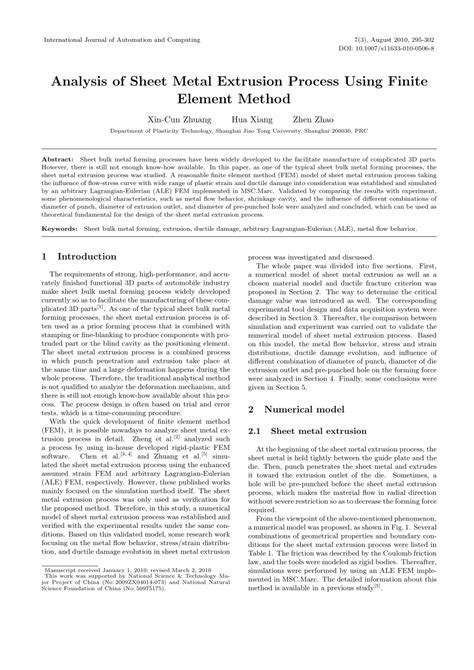 [pdf] Analysis Of Sheet Metal Extrusion Process Using Finite Element Method