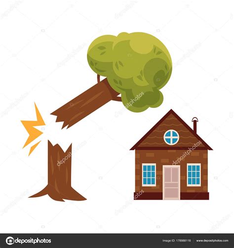 Tree Falling On House Property Insurance Icon Stock Illustration By Sabelskaya 178988118