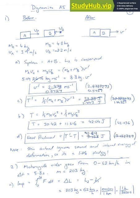 Adelaide Uni Dynamics Assignment 5 Solutions Pdf