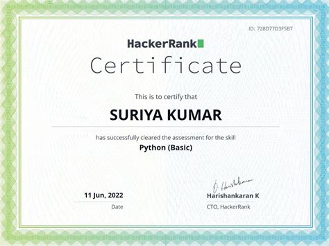 suriya kumar on linkedin pythonbasics hackerrankcertified