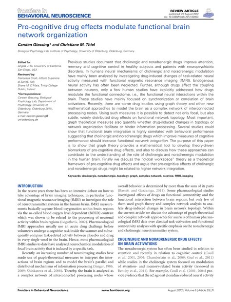 Pdf Pro Cognitive Drug Effects Modulate Functional Brain Network Organization