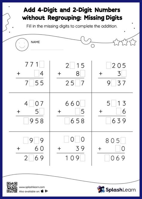 Add 4 Digit And 3 Digit Numbers Without Regrouping Horizontal Addition Math Worksheets