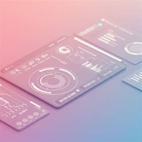 Digital Interface With Various Data Visualizations Including Circular And Bar Graphs Stock