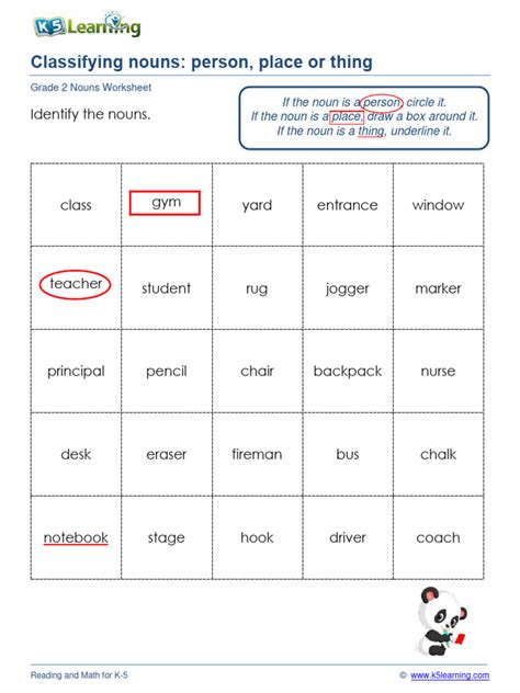 Grade 2 Classify Nouns Person Place Thing A Removed Pdf Language
