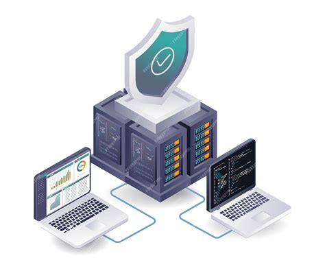 Premium Vector Cloud Server Security Analysis System Flat Isometric