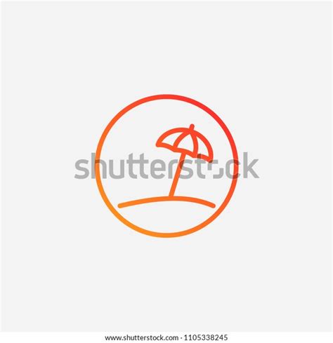 Outline Beach Icongradient Illustrationvector Summer Signumbrella Stock