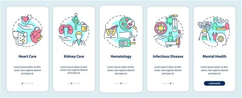 Providing Medical Services Onboarding Mobile App Screen Medicine Walkthrough 5 Steps Graphic