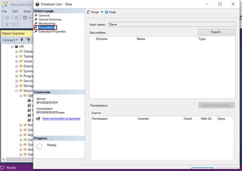 create a new user and grant permissions in sql server