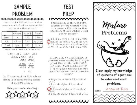 Systems Of Equations Mixture Problems Math Brochure By Math With Ms